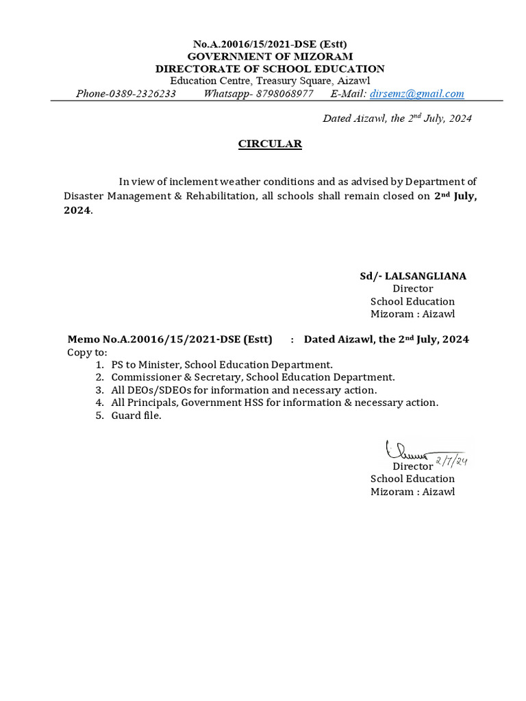 Circular Closing Schools 1 | PDF
