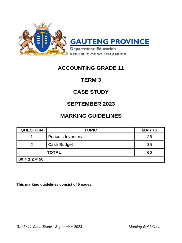 Gr11 Case Study Term 3 2023 M | PDF | Budget | Cost Of Goods Sold