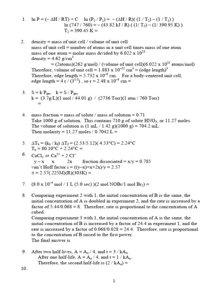 Chemistry Calculations and Concepts Guide | PDF | Buffer Solution ...