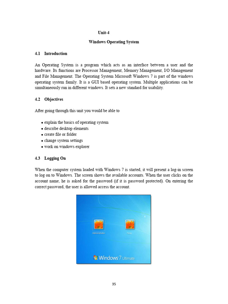 Windows Operating System | PDF | Window (Computing) | Icon (Computing)