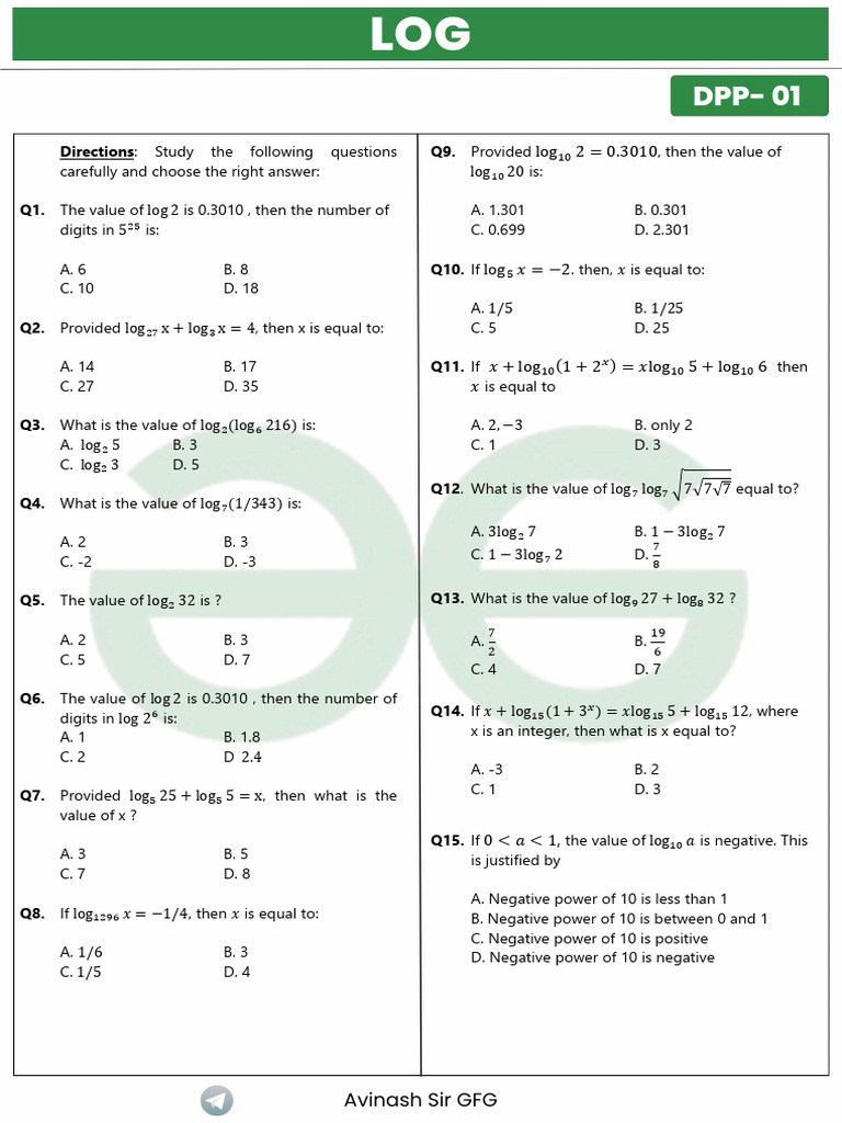 Log DPP - 01 | PDF | Chess Theory | Chess