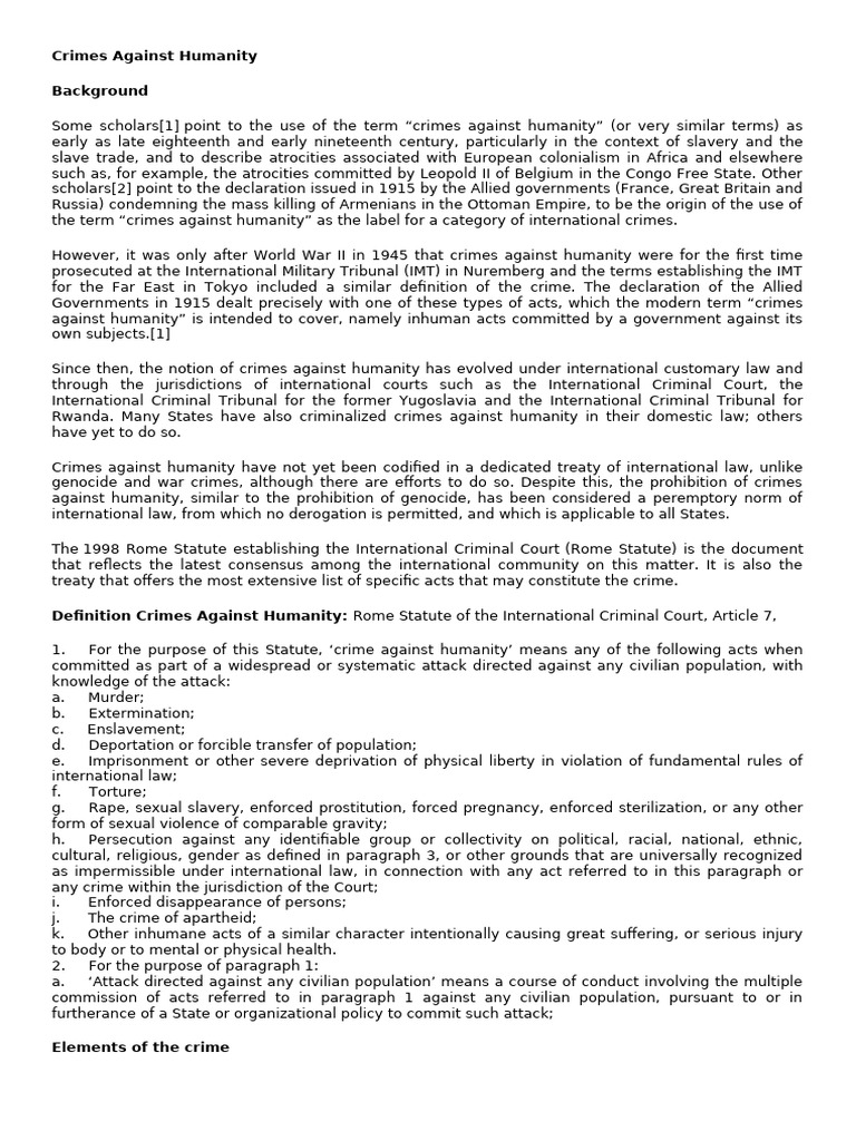 Understanding Crimes Against Humanity | PDF | Crimes Against Humanity ...