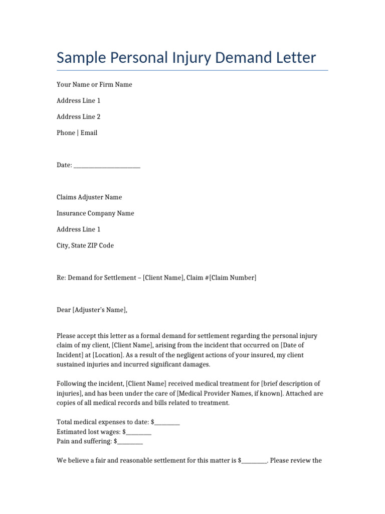 General Personal Injury Demand Letter | PDF