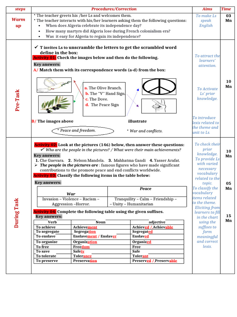 Lesson Plan: Teaching Peace Concepts | PDF | Question | Lesson Plan