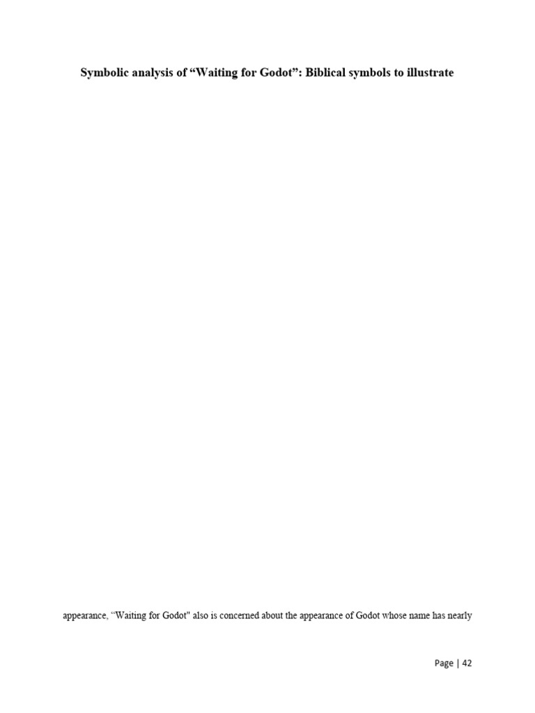 Symbolic Analysis of "Waiting For Godot" Biblical Symbols To Illustrate ...