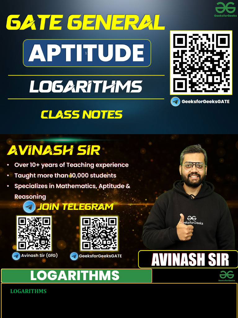 Logarithm Concepts by Avinash Sir | PDF | Logarithm | Discrete Mathematics