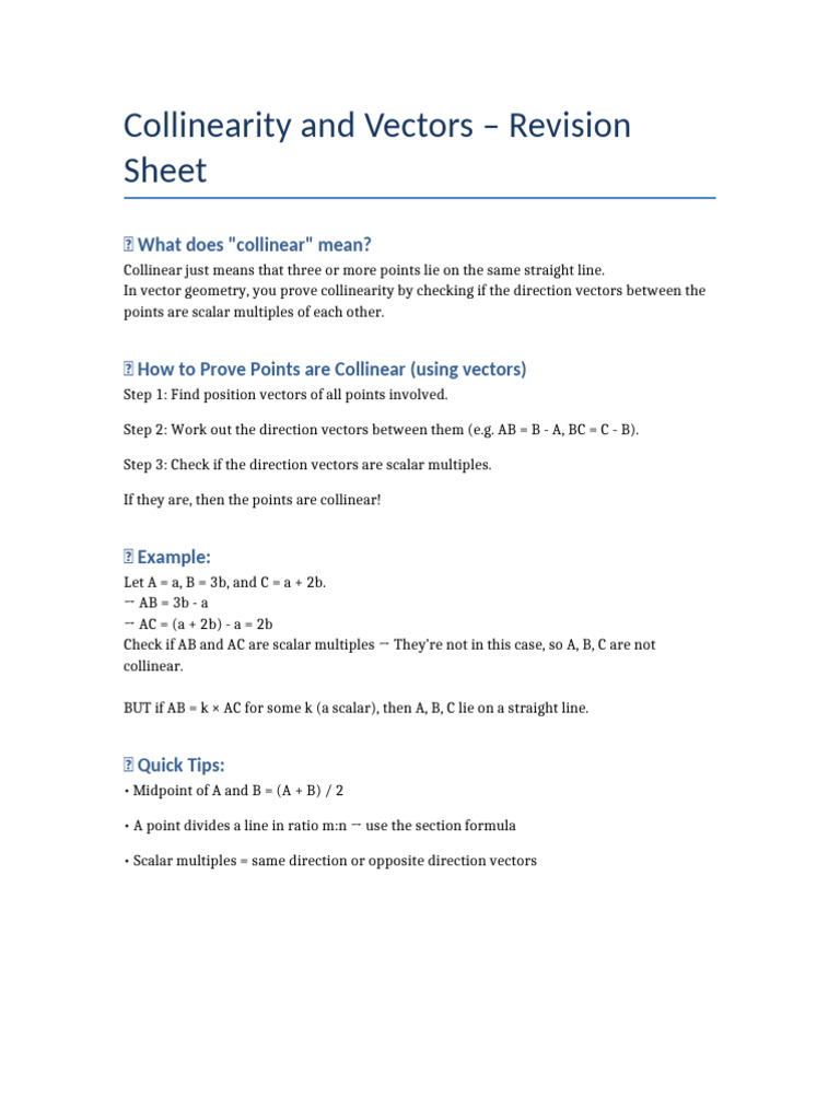 Understanding Collinearity in Vectors | PDF