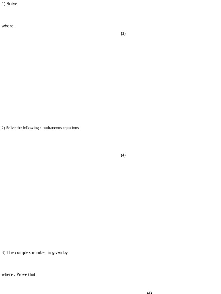 Solve Simultaneous Equations & Complex Numbers | PDF