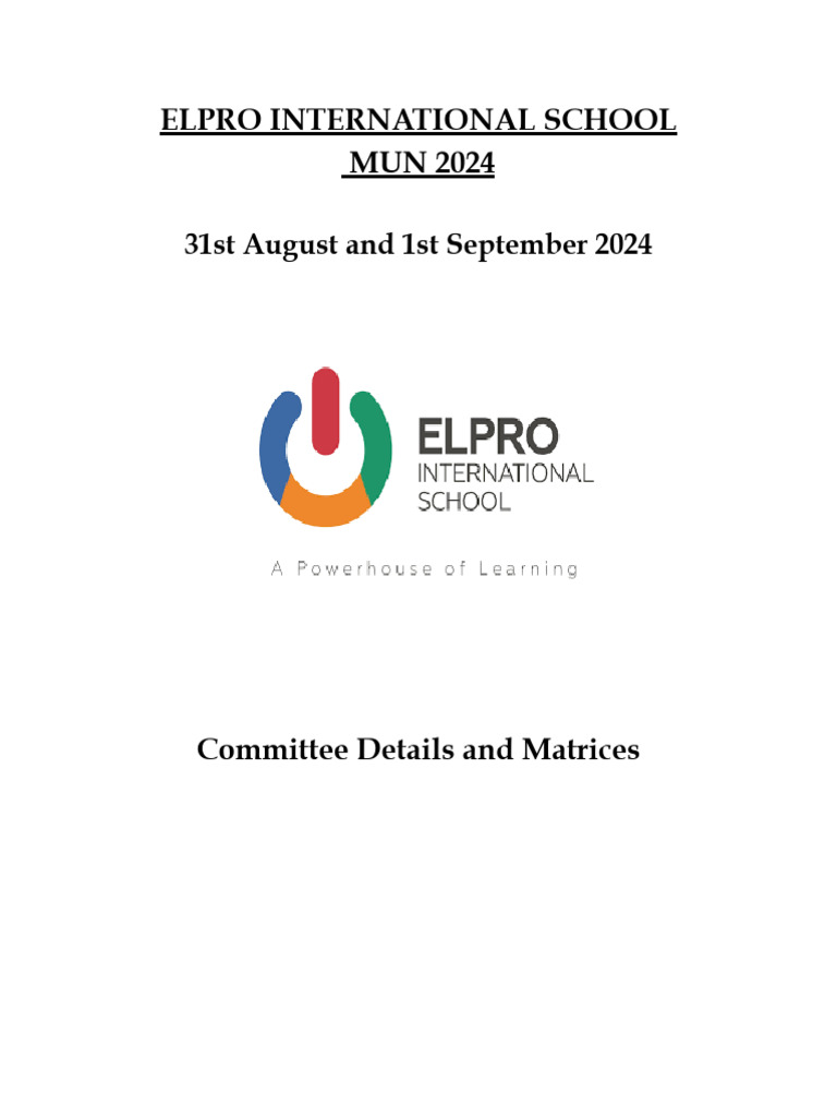 MUN Committee Details and Matrices | PDF | Asia | South Asia