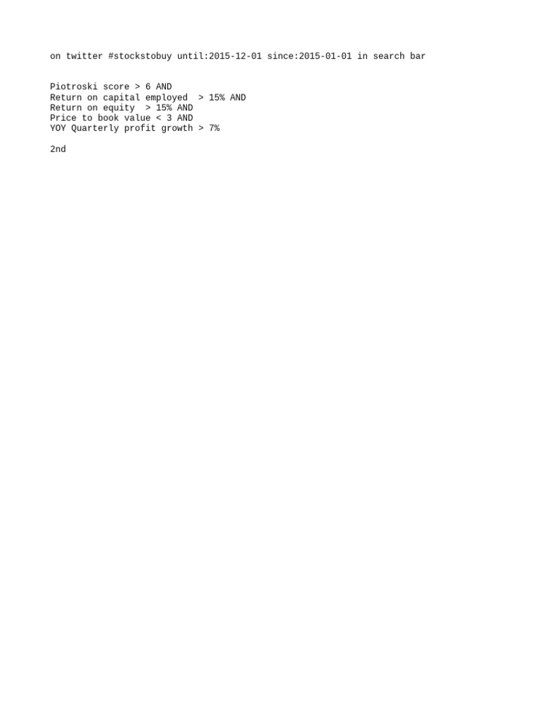 Stock Screening Criteria for 2015 | PDF