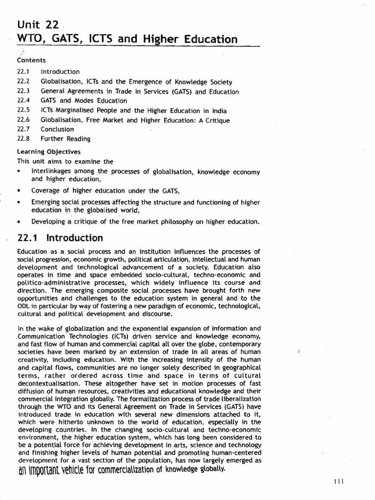 GATS, ICTs, and Global Higher Education | PDF | Market Access | General ...