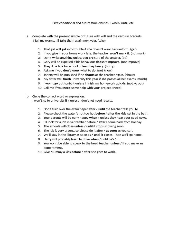 First Conditional and Future Time Clauses | PDF