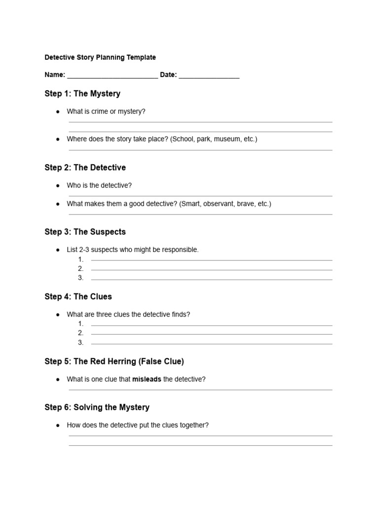 Detective Story Planning Template | PDF