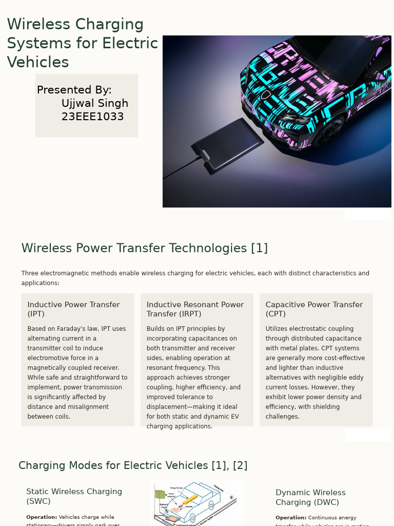 Wireless Charging Systems For Electric Vehicles: Presented By: Ujjwal ...
