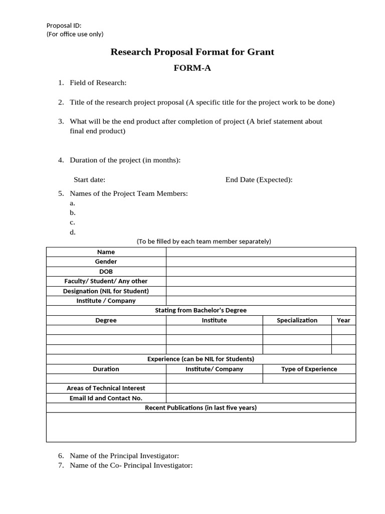 Research Proposal Format Template | PDF