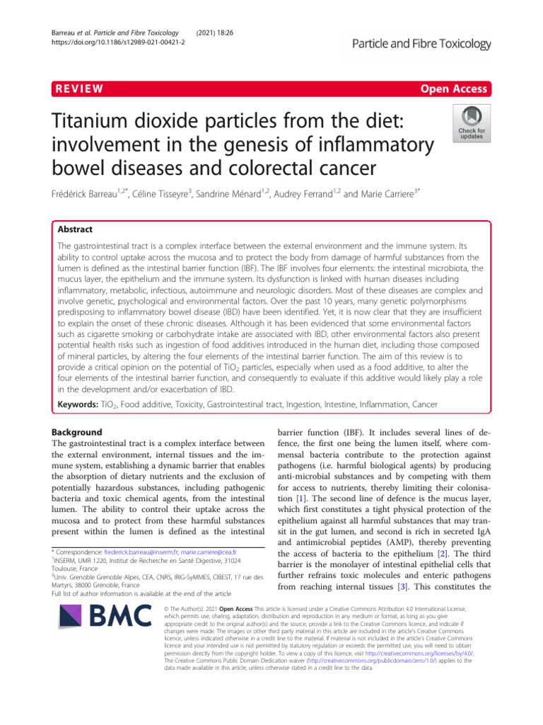 Titanium Dioxide Particles From the Diet 2021 | PDF | Inflammatory ...