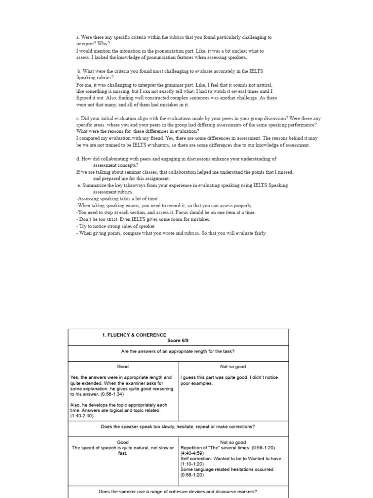 Evaluating IELTS Speaking Performance | PDF | Vocabulary | Evaluation