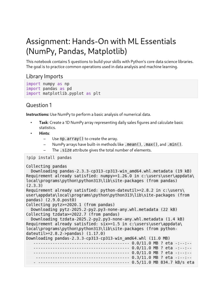 Day 1 Assignments | PDF