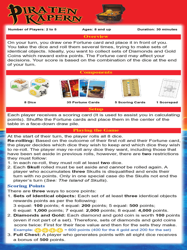 Pirate Game Scoring and Rules Guide | PDF | Playing Cards | Card Games