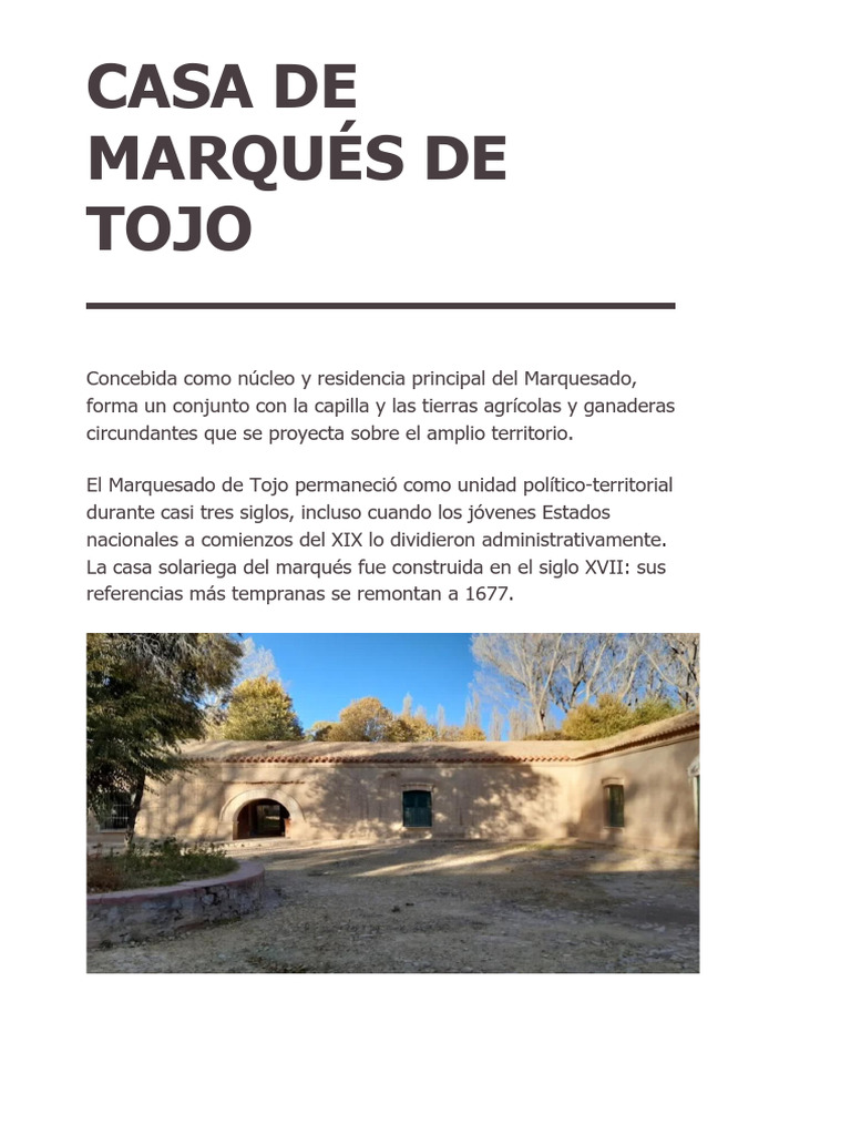 Casa de Marqués de Tojo | PDF