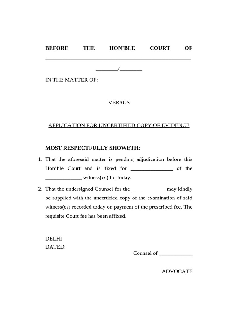 Uncertified Copy of Evidence | PDF