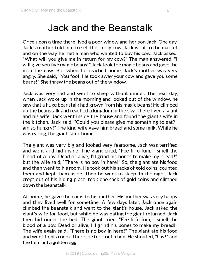 Jack's Beanstalk Adventure | PDF | Jack And The Beanstalk | Fairies