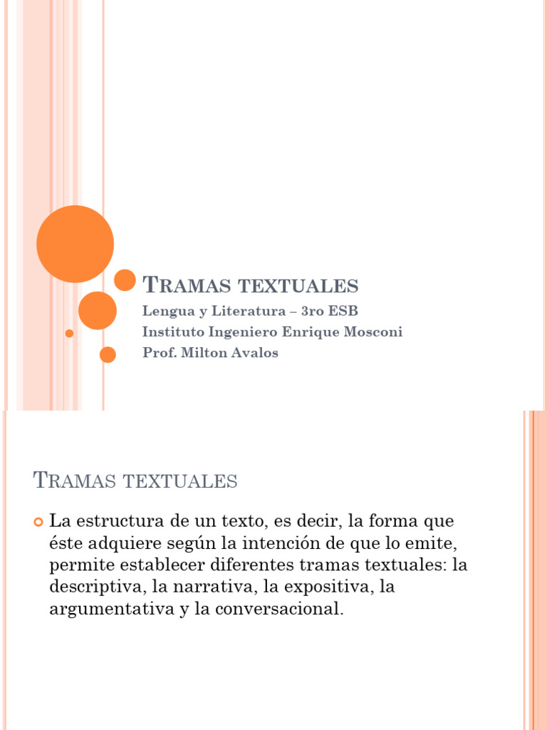 Tipos de Tramas Textuales en Literatura | PDF | Comunicación humana ...