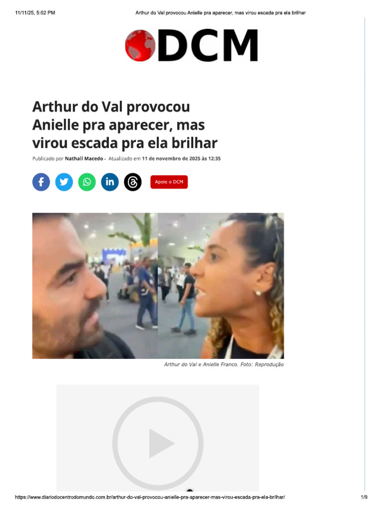 Arthur Do Val Provocou Anielle Pra Aparecer, Mas Virou Escada Pra Ela ...