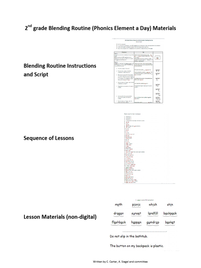 2nd Grade Blending Routine Instructions and Script | PDF | Phonics ...