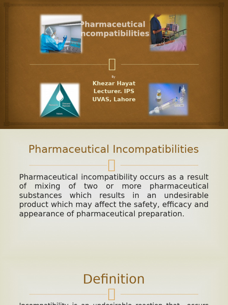 Incompatibilities ,,, PDF | PDF | Solubility | Drugs