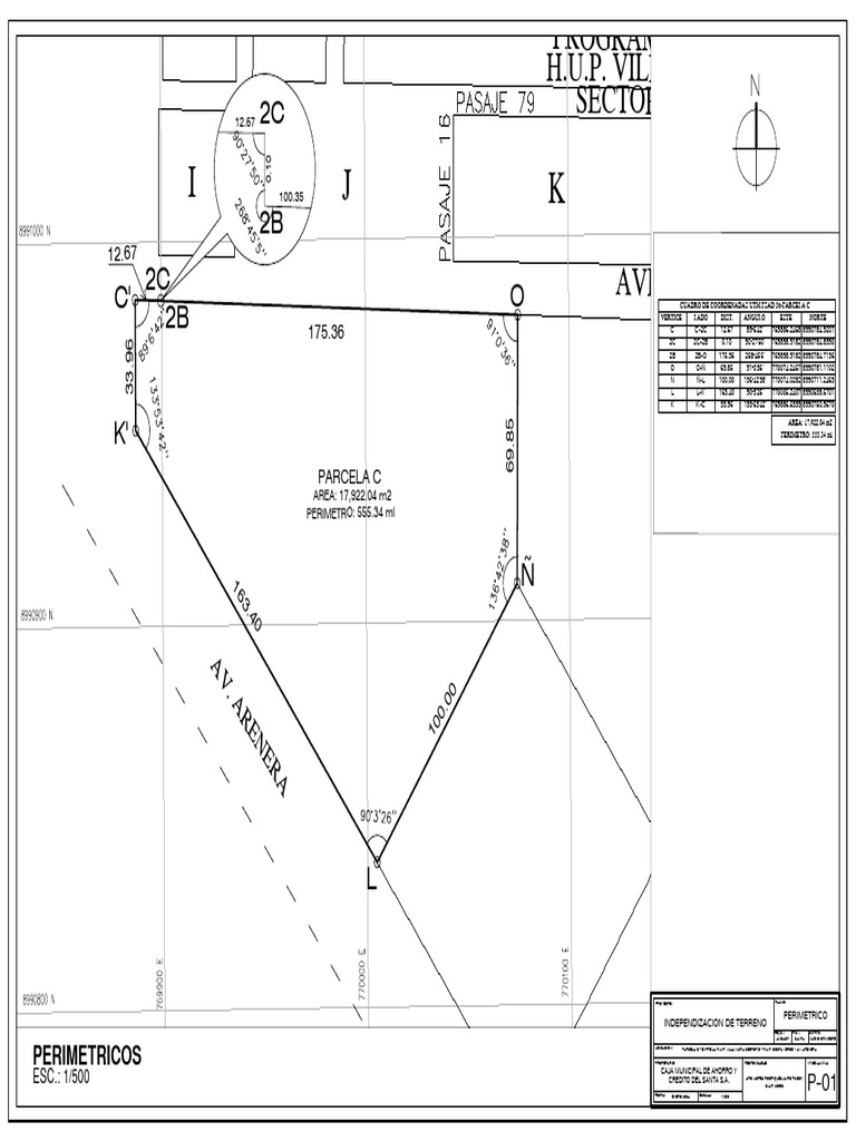 1.plano Perimetrico Lote Parcela C - Fa1 | PDF