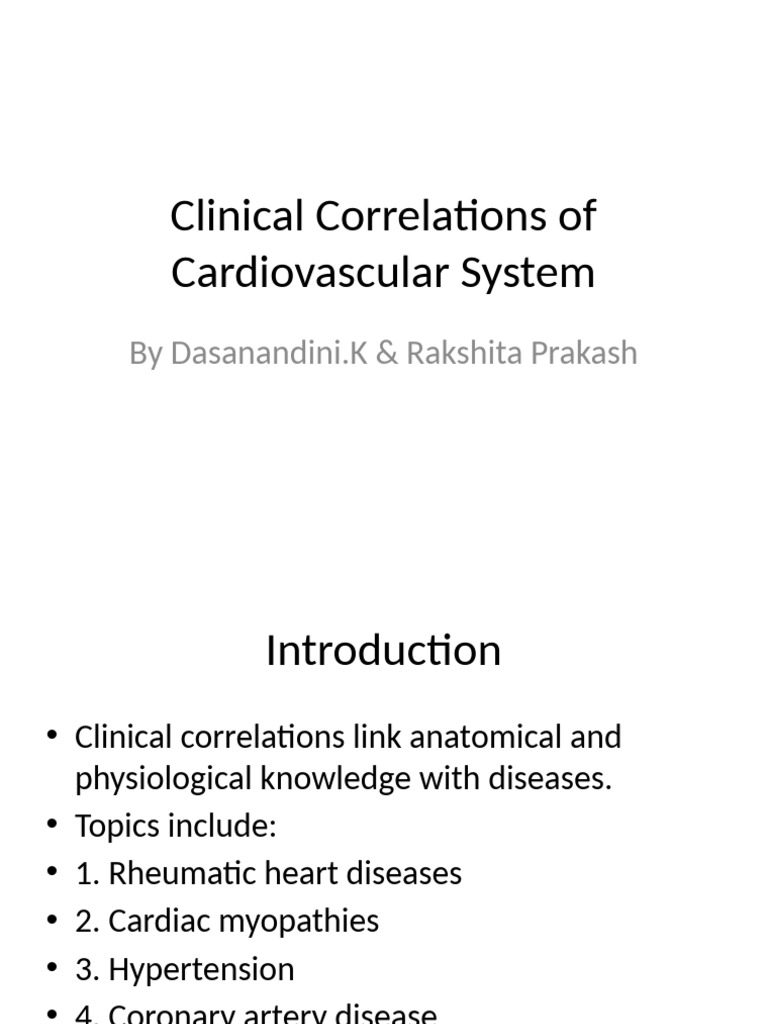 Clinical Correlations CVS Presentation | PDF
