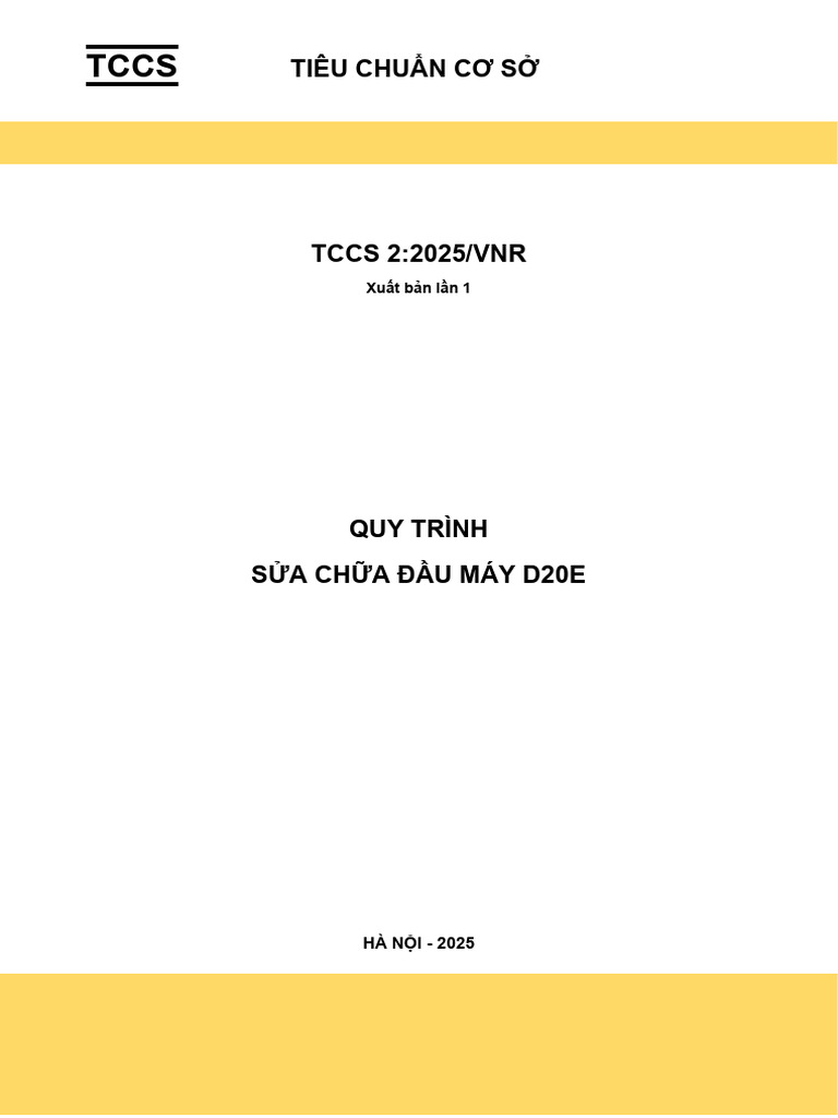 TCCS 2-2025-VNR - Quy Trinh Sua Chua Dau May D20E | PDF