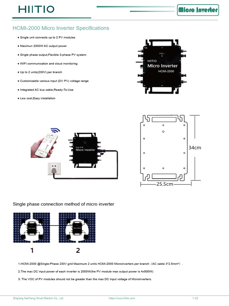 HCMI-2000 Micro Inverter Specs | PDF | Power Inverter | Mains Electricity