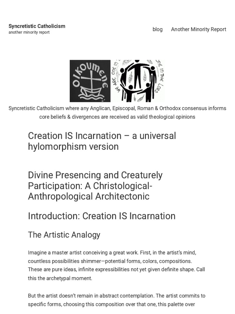 Understanding Creation as Incarnation | PDF | Logos | Incarnation ...