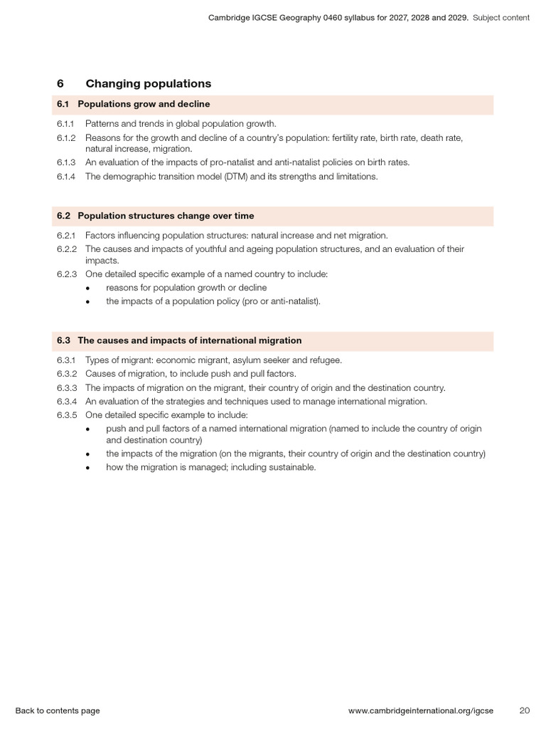NEW IGCSE Population Syllabus | PDF