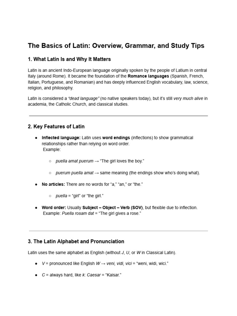 The Basics of Latin Language | PDF | Latin | English Language