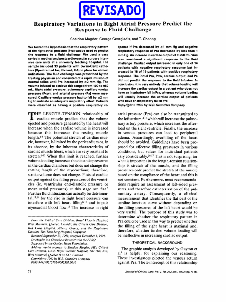 1992 - Respiratory Variations in Right Atria1 Pressure Predict The ...