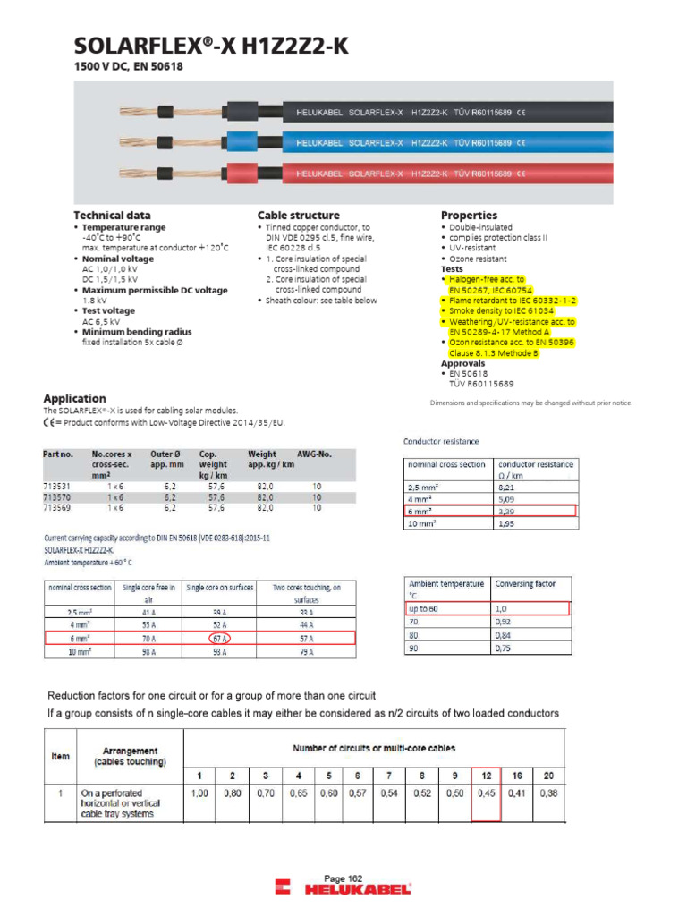 DC Cable Datasheet | PDF
