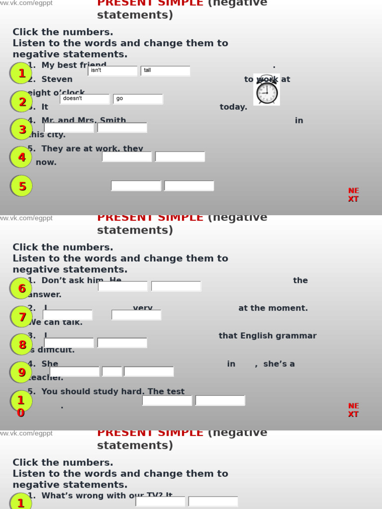 Present Simple Negative Statements Guide | PDF
