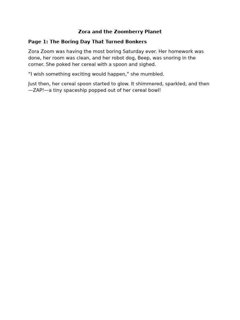 Zora and The Zoomberry Planet | PDF
