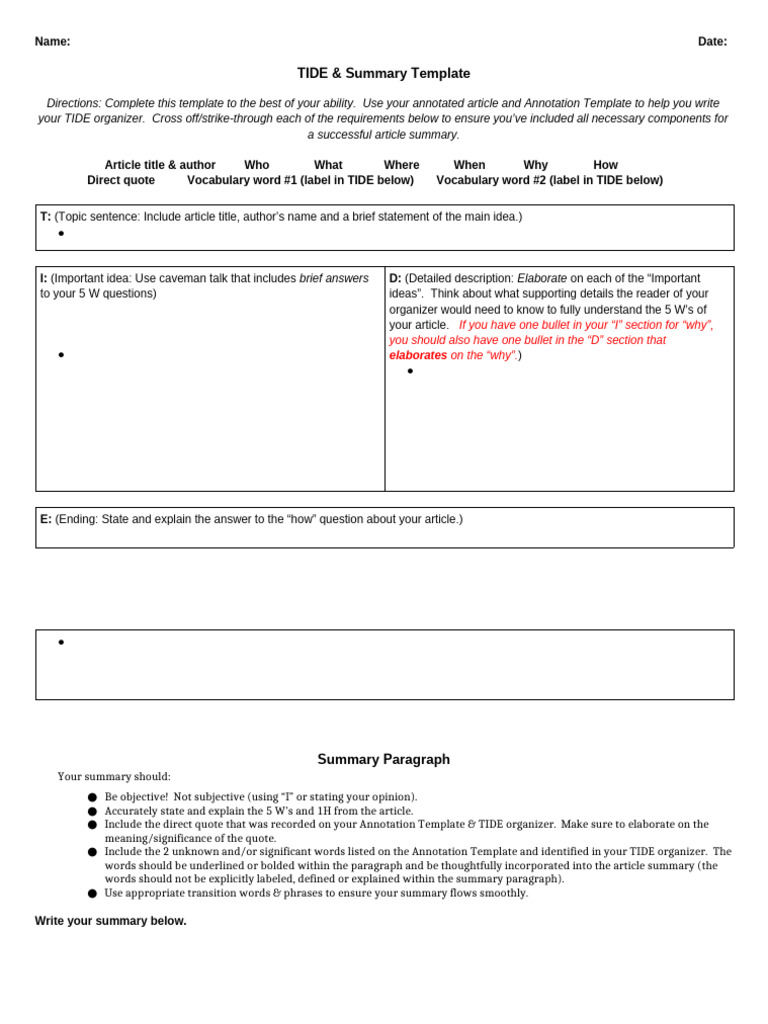 Emerson's Summary and tide template | PDF | Cognitive Science | Linguistics