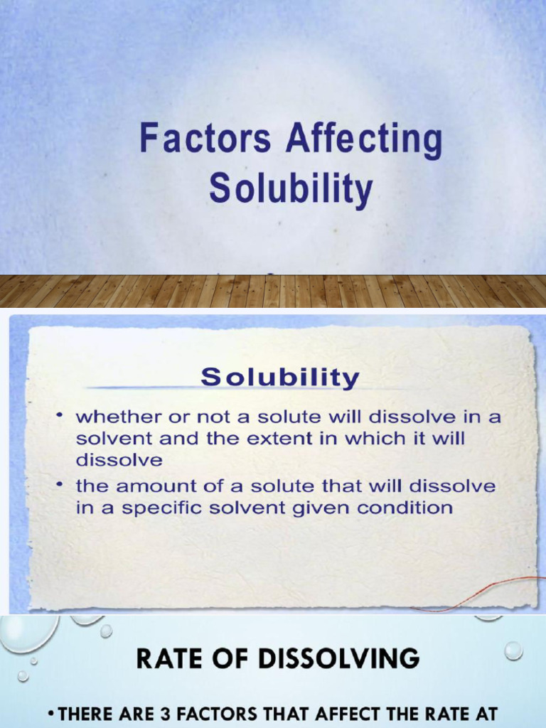 Factors Affecting Rate of Solubility | PDF