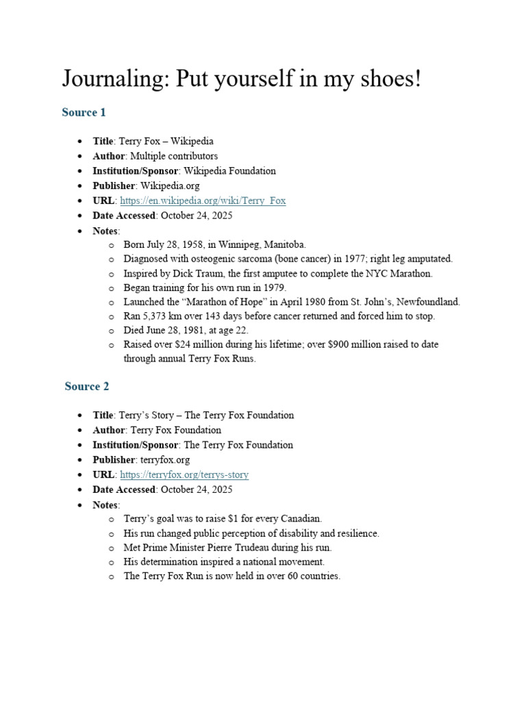 Journaling Put Yourself in My Shoes! (1) | PDF