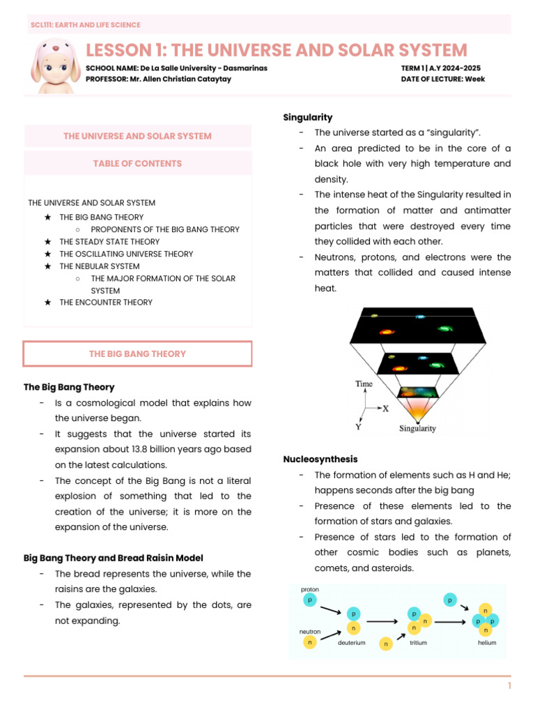 ELS 1 | PDF | Formation And Evolution Of The Solar System | Universe