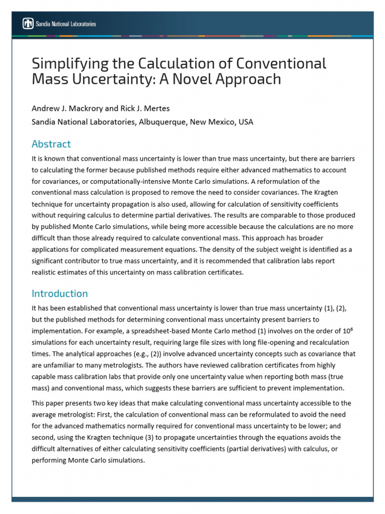 Simplifying Conventional Mass Uncertainty | PDF | Finite Difference ...