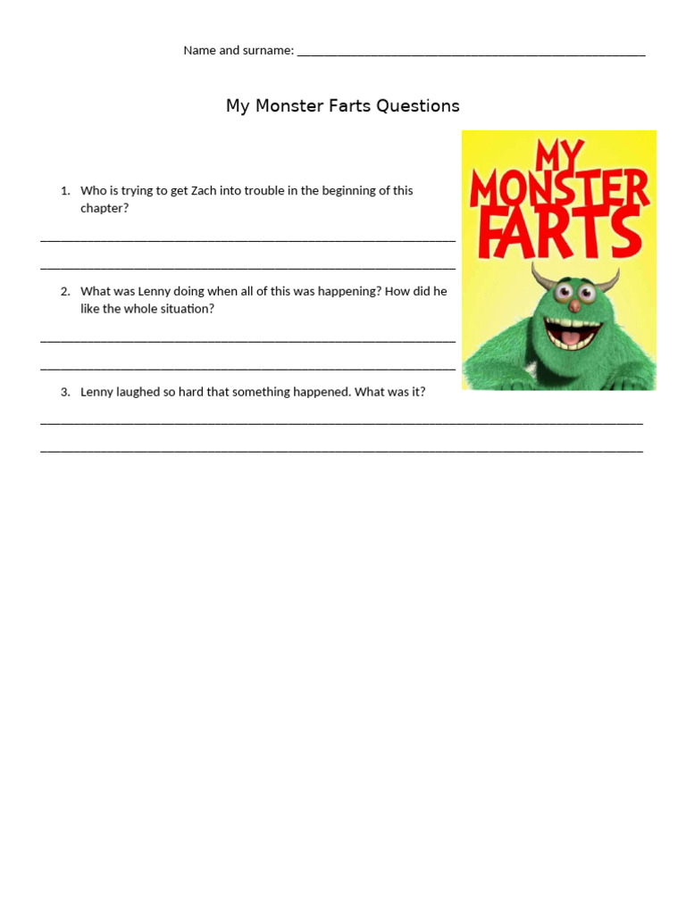 My Monster Farts Questions CH 2 | PDF