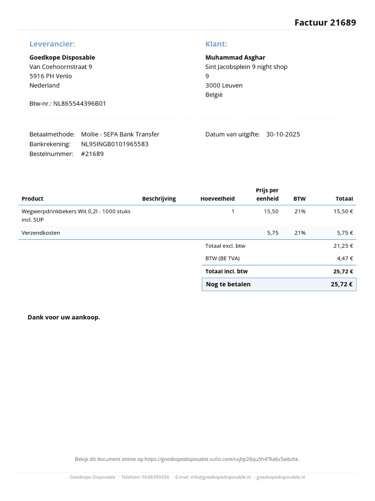 Factuur 21689 | PDF
