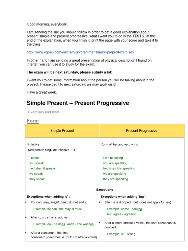Present Simple vs. Progressive Guide | PDF | Consonant | English Language