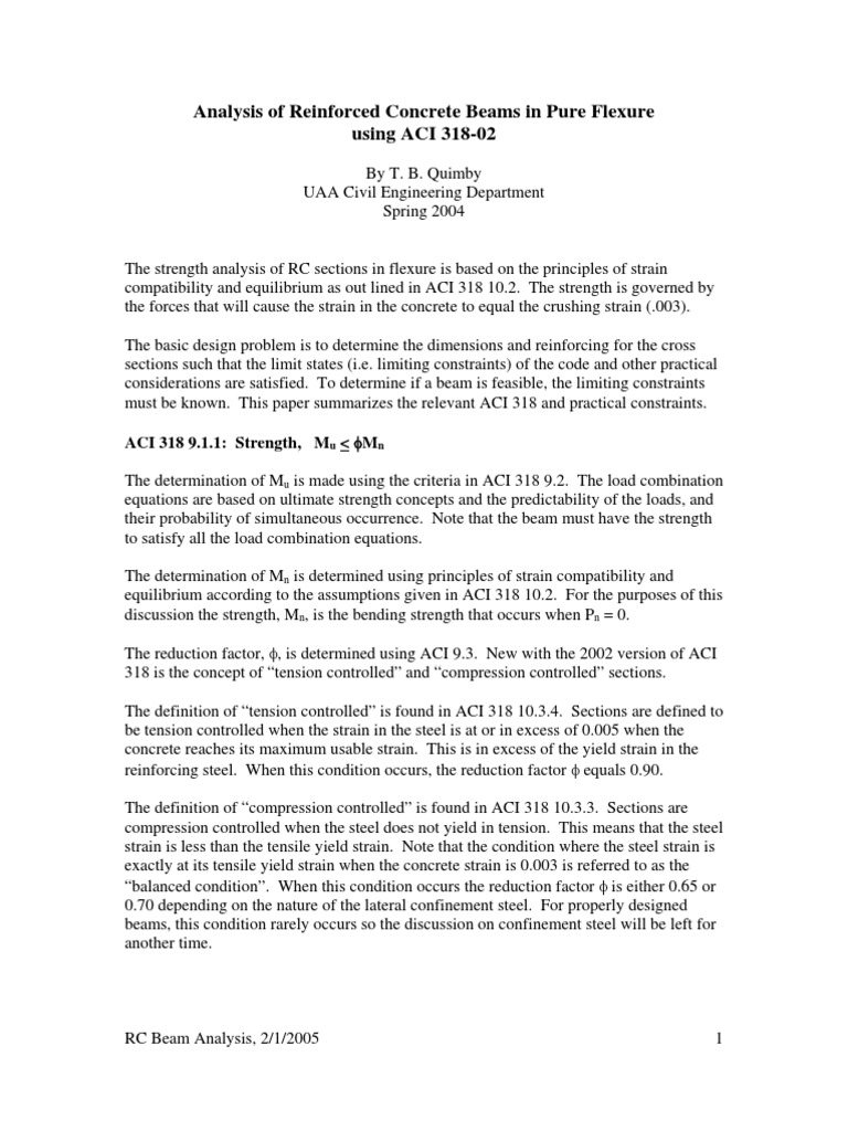 Aci 318-02 | PDF | Bending | Strength Of Materials
